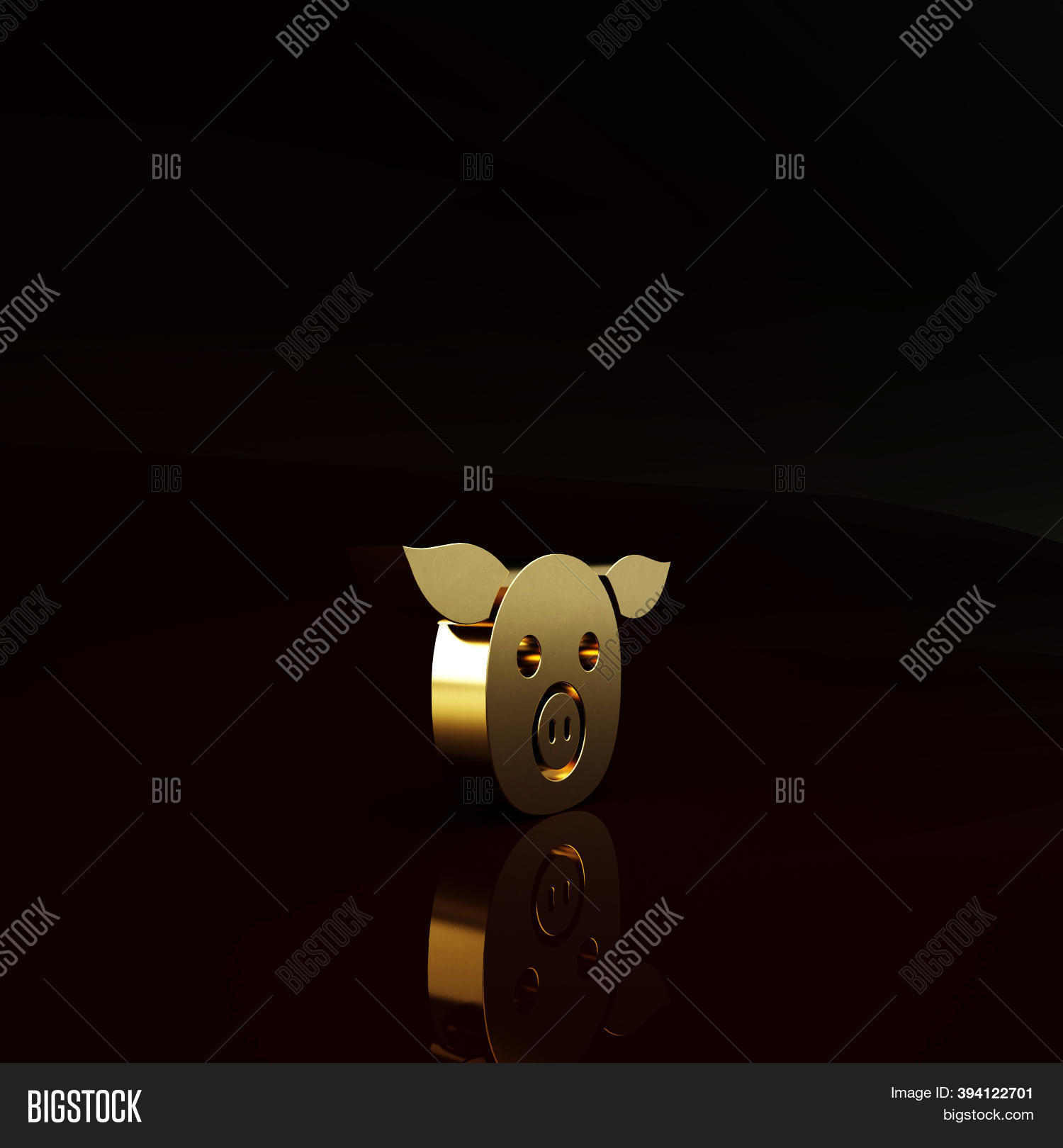 Gold Pig Icon Isolated Image & Photo (Free Trial) | Bigstock
