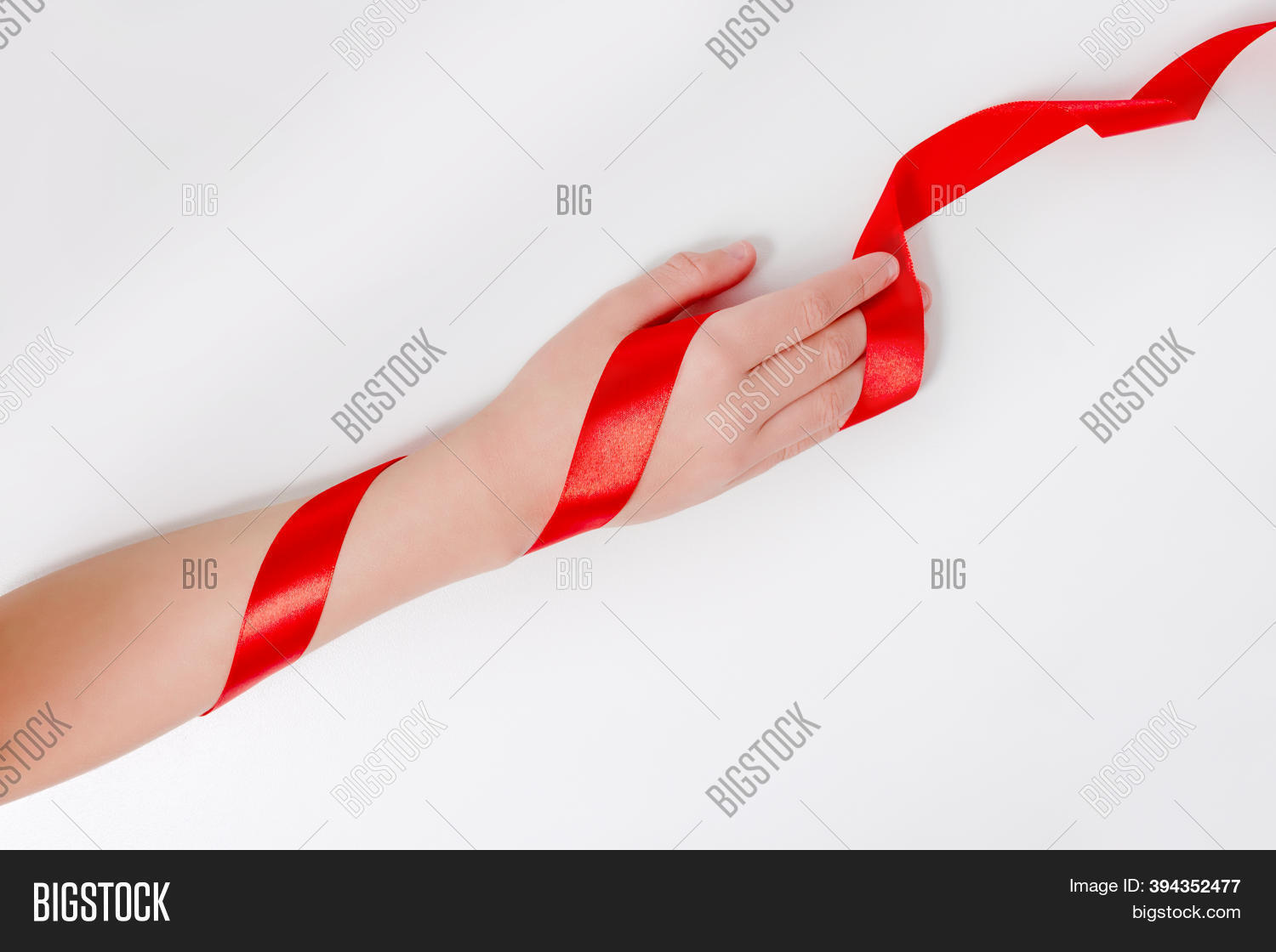 Childs Hand Red Ribbon Image & Photo (Free Trial) | Bigstock