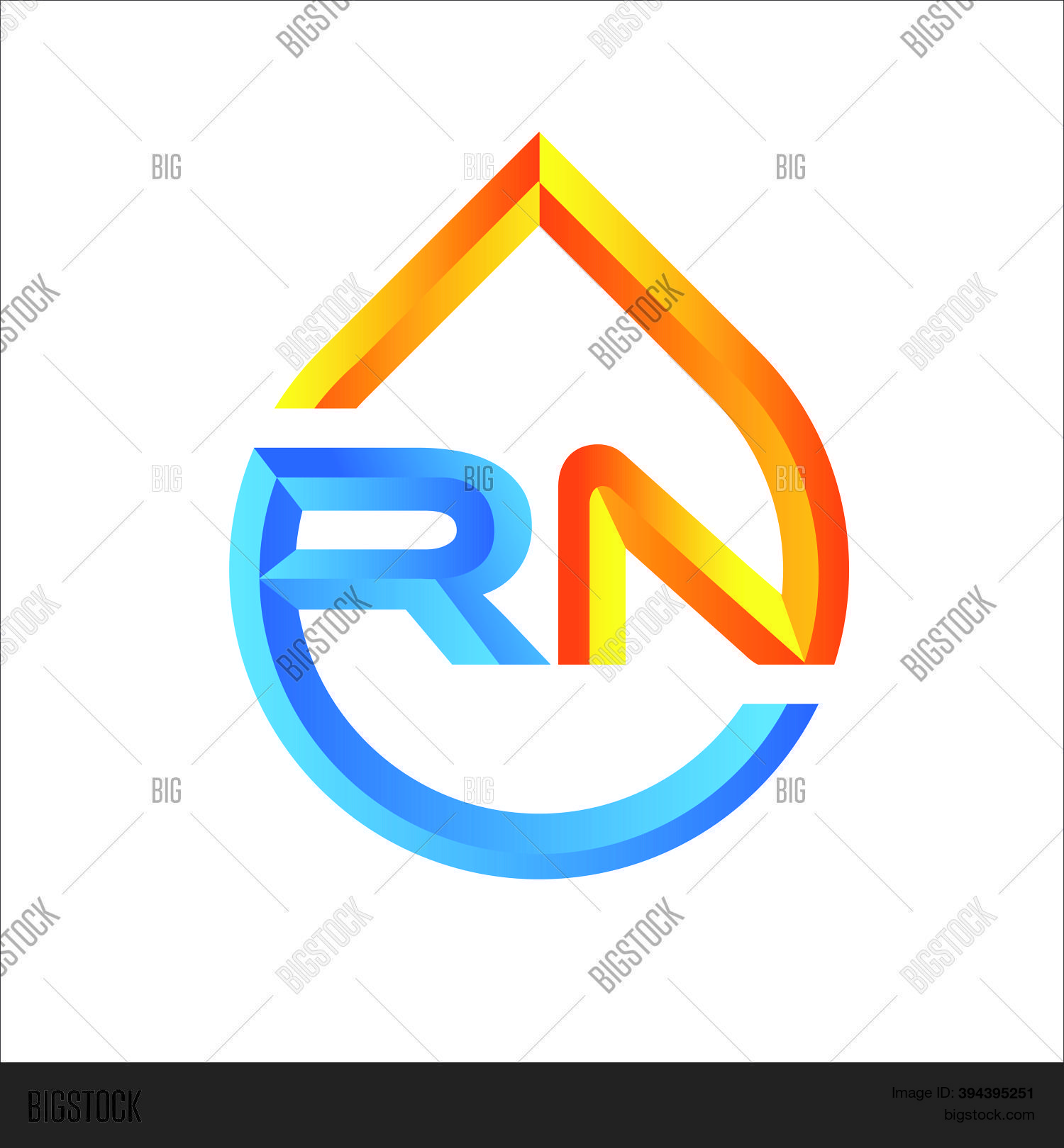 R N Water Droop Logo Vector & Photo (Free Trial) | Bigstock