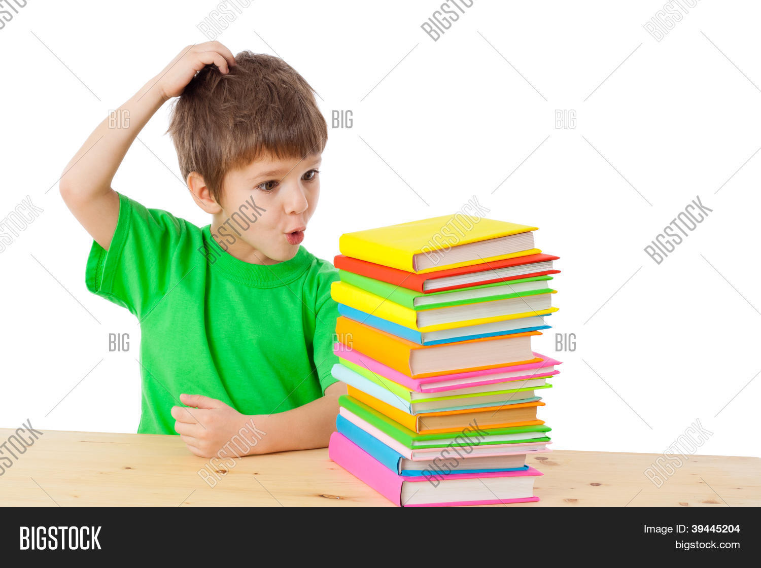 Boy Books Scratching Image & Photo (Free Trial) | Bigstock