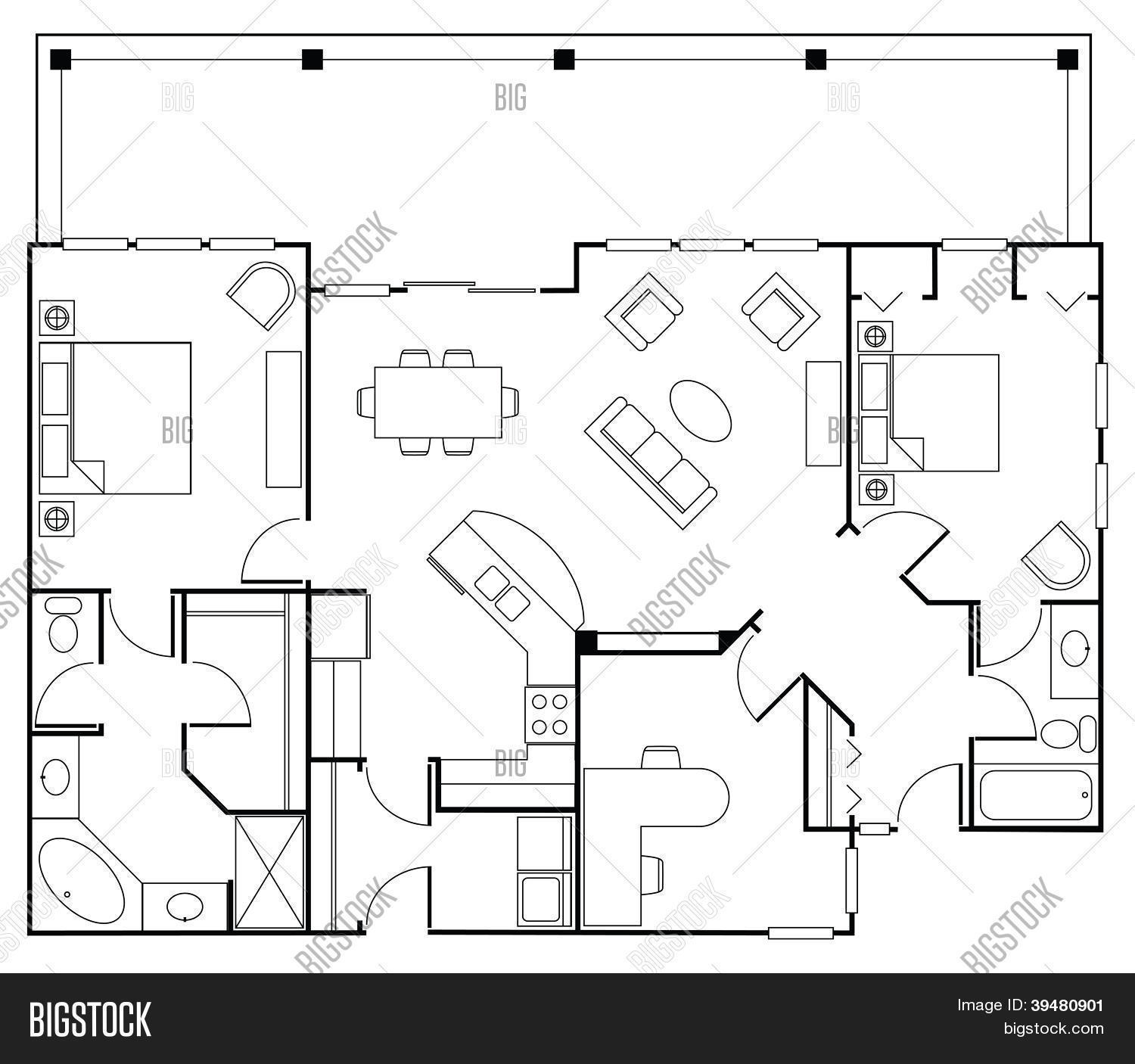 Residential Floorplan Vector & Photo (Free Trial) | Bigstock