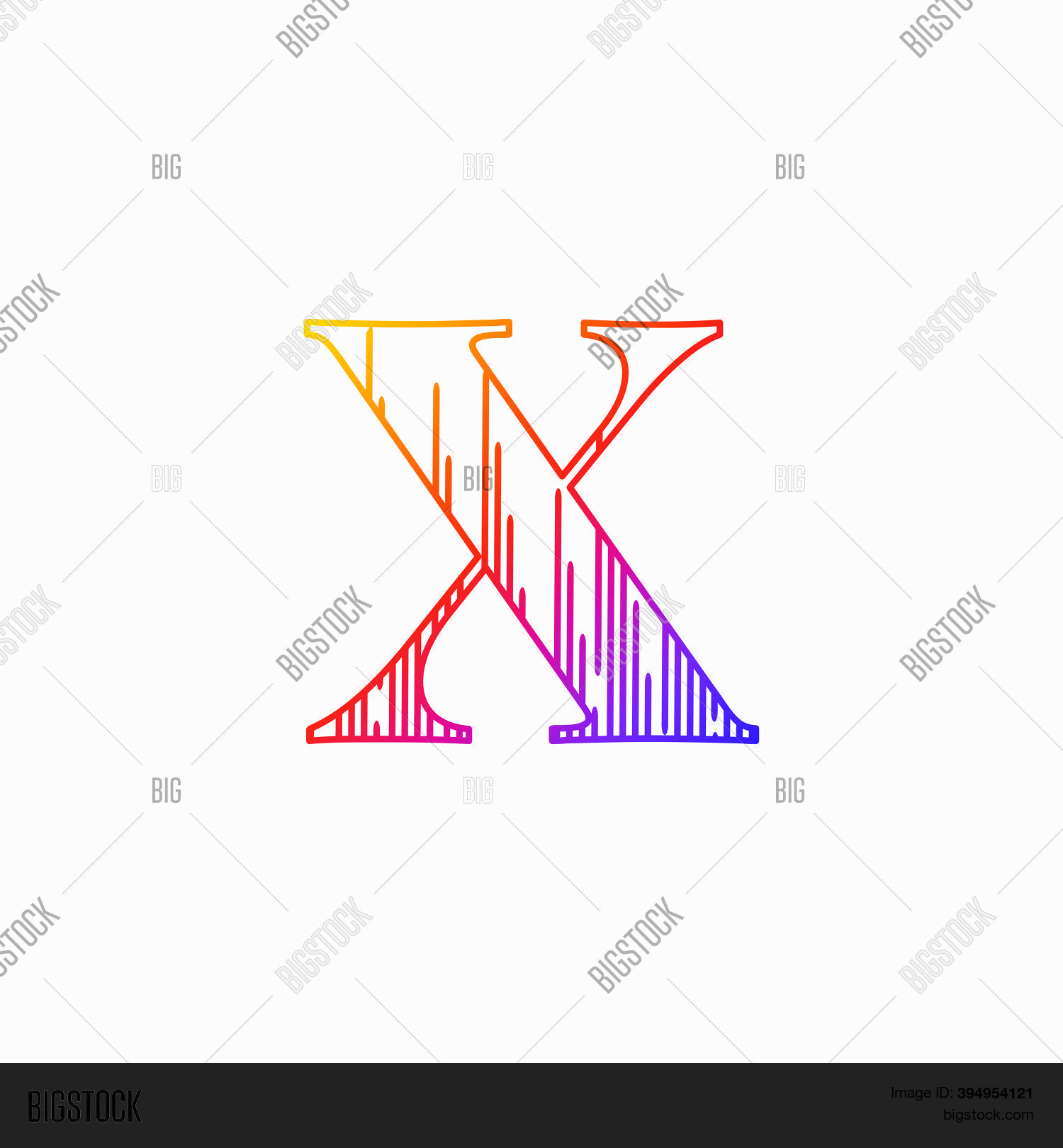 X Letter Striped Vector & Photo (Free Trial) | Bigstock