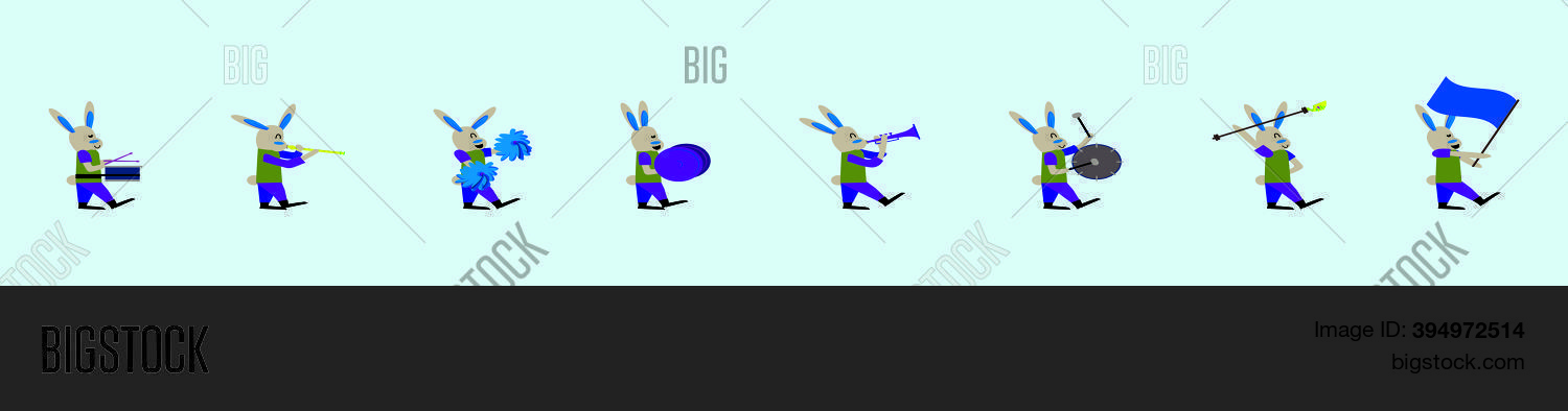 Set Rabbit Marching Vector & Photo (Free Trial) | Bigstock