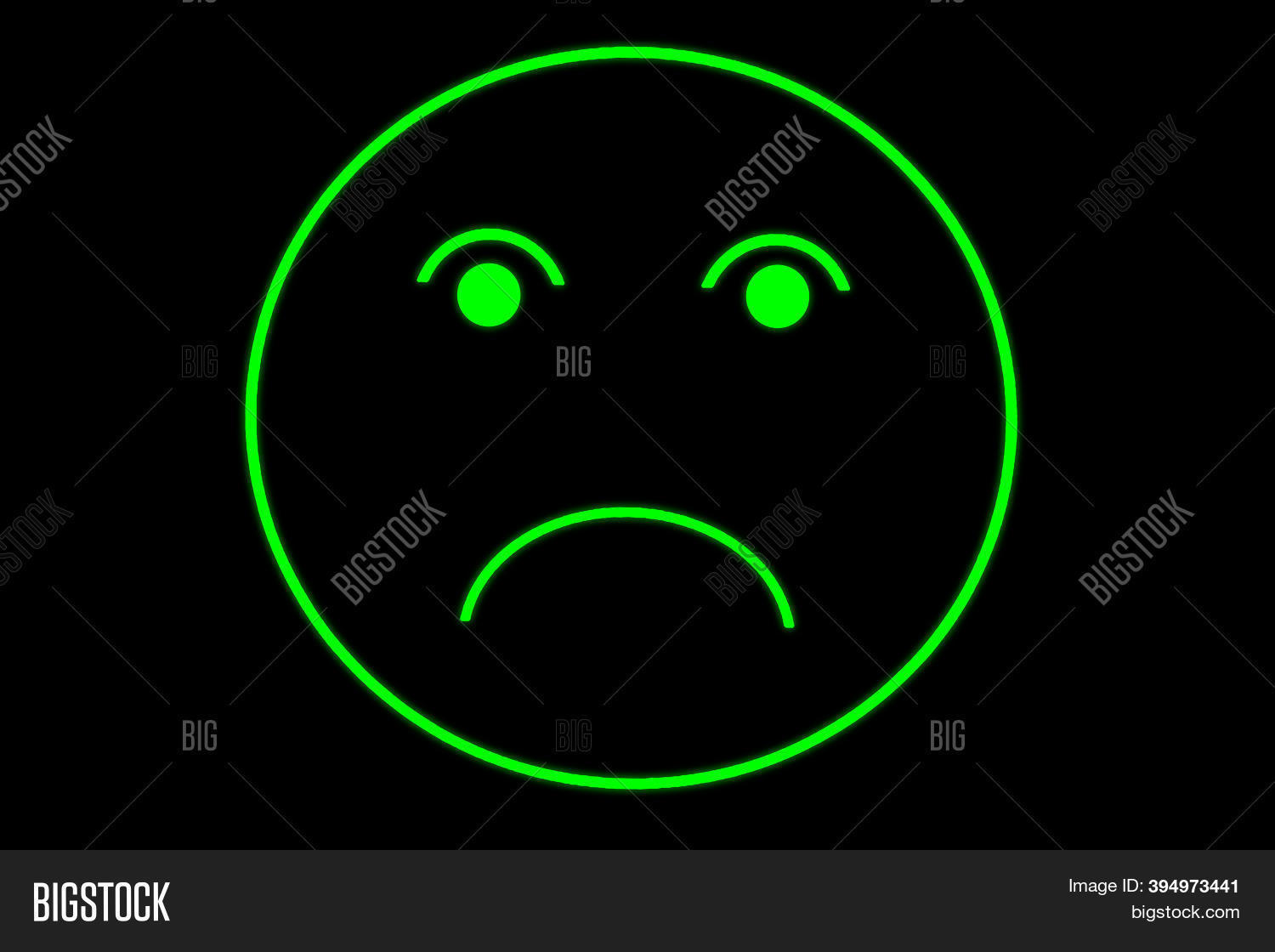 Sad Face Neon Outline Image & Photo (Free Trial) | Bigstock