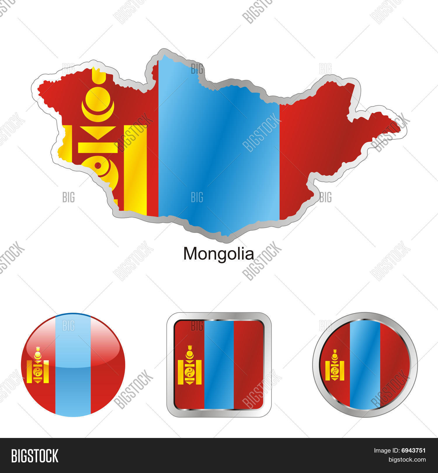 Flag Mongolia Map Vector & Photo (Free Trial) | Bigstock