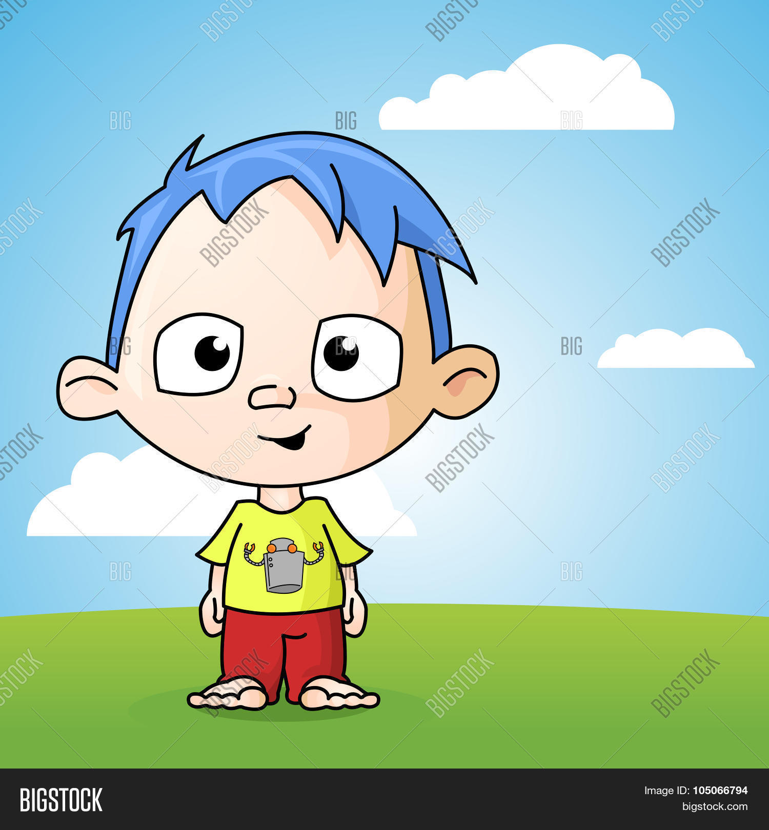 Cute Barefoot Boy Vector & Photo (Free Trial) | Bigstock