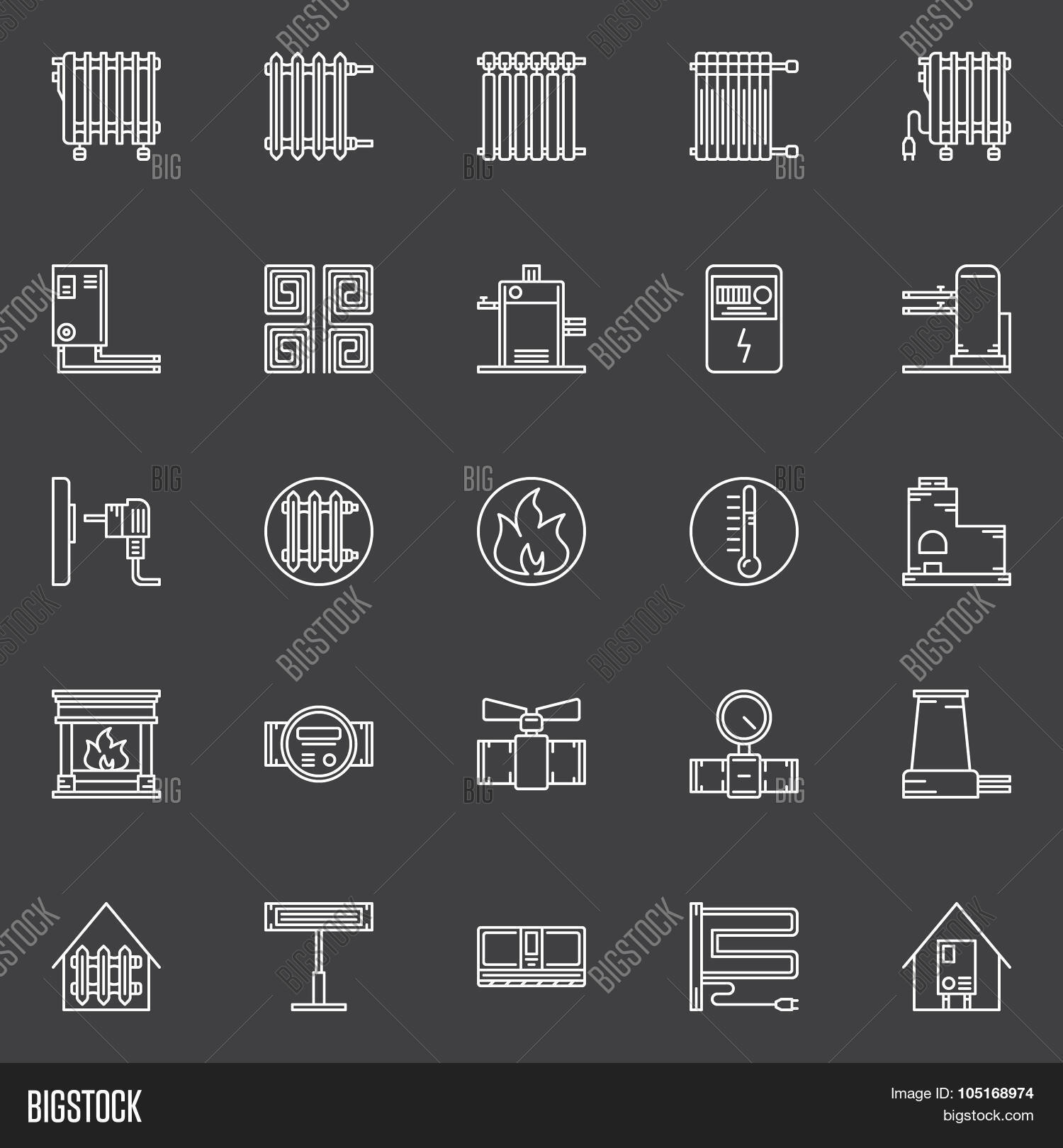 Heating Linear Icons Vector & Photo (Free Trial) | Bigstock