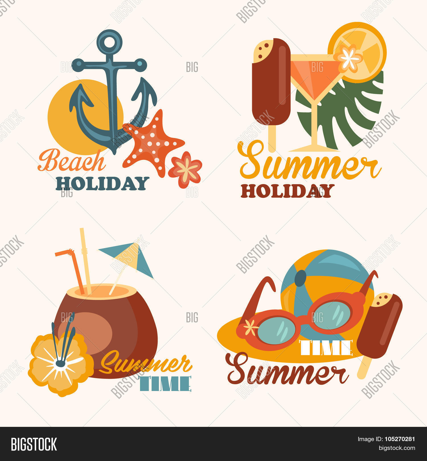 Set Beach Holiday Vector & Photo (Free Trial) | Bigstock
