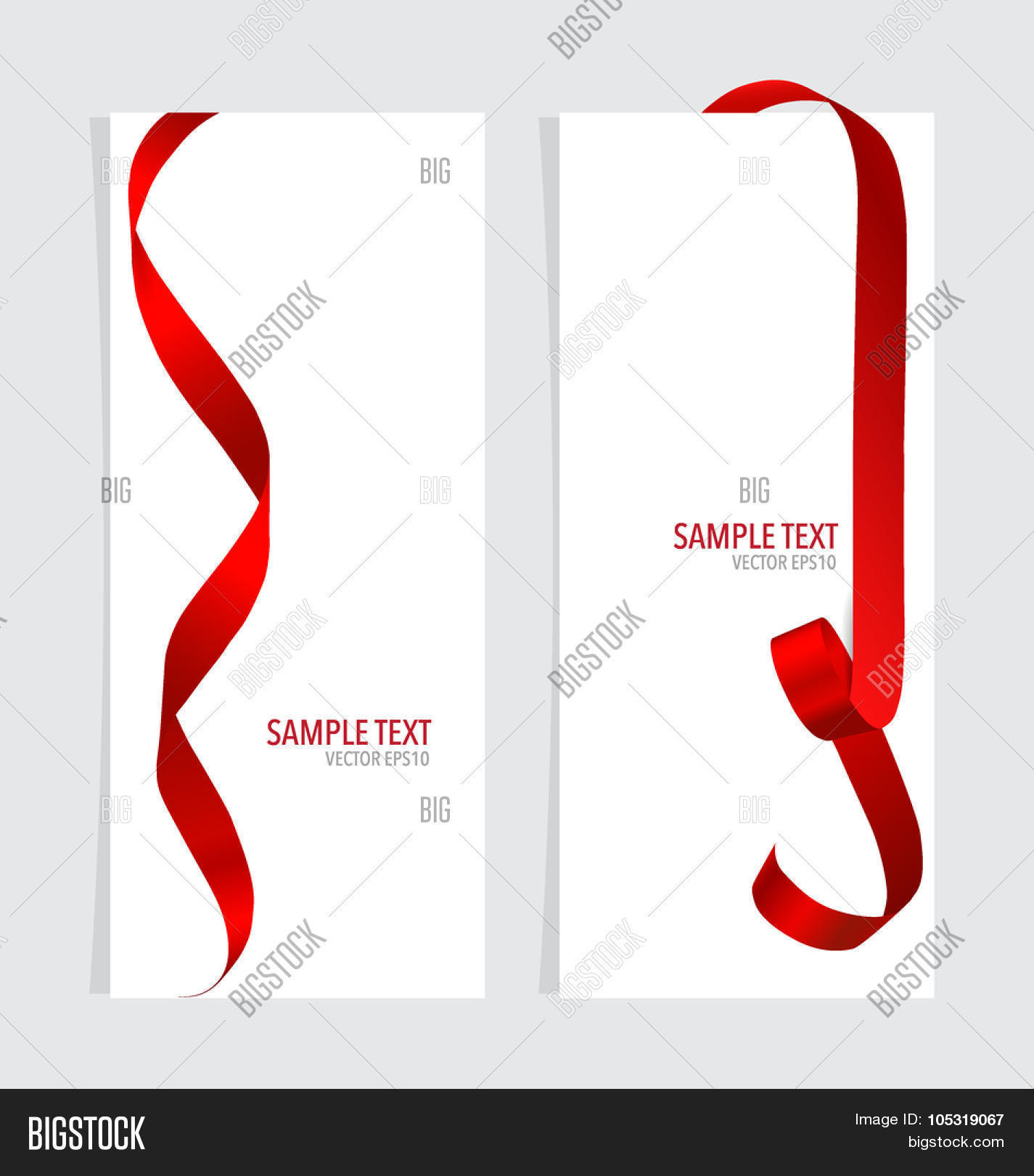 Cards Red Ribbons. Vector & Photo (Free Trial) | Bigstock
