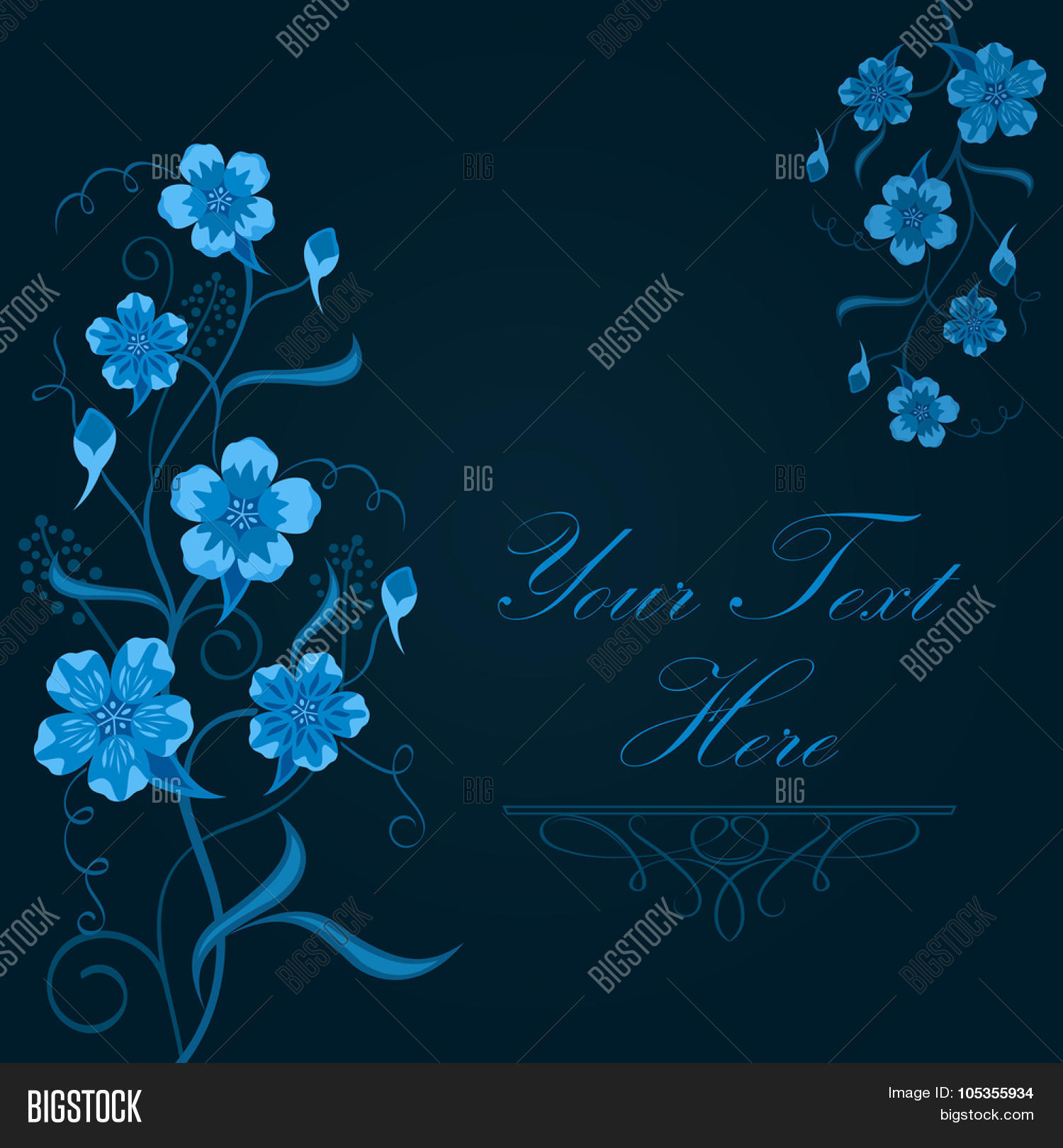 Dark Blue Floral Vector & Photo (Free Trial) | Bigstock