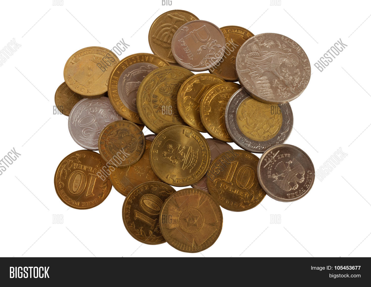 Lots Coins On White Image & Photo (Free Trial) | Bigstock