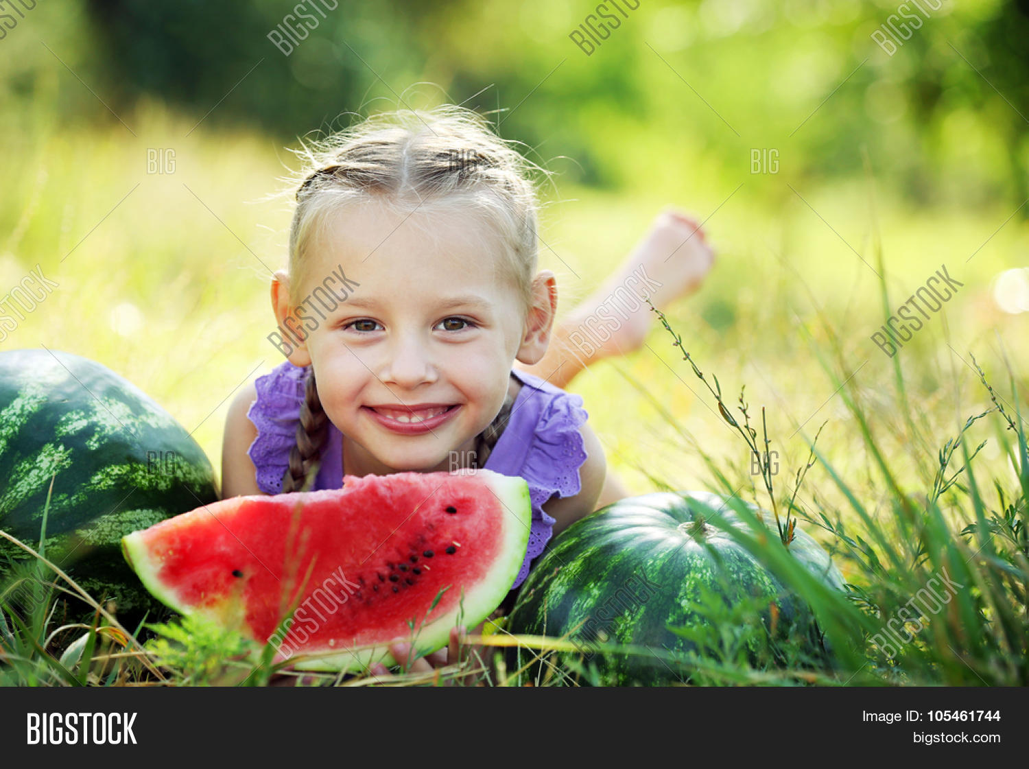 Small Girl Watermelons Image & Photo (Free Trial) | Bigstock