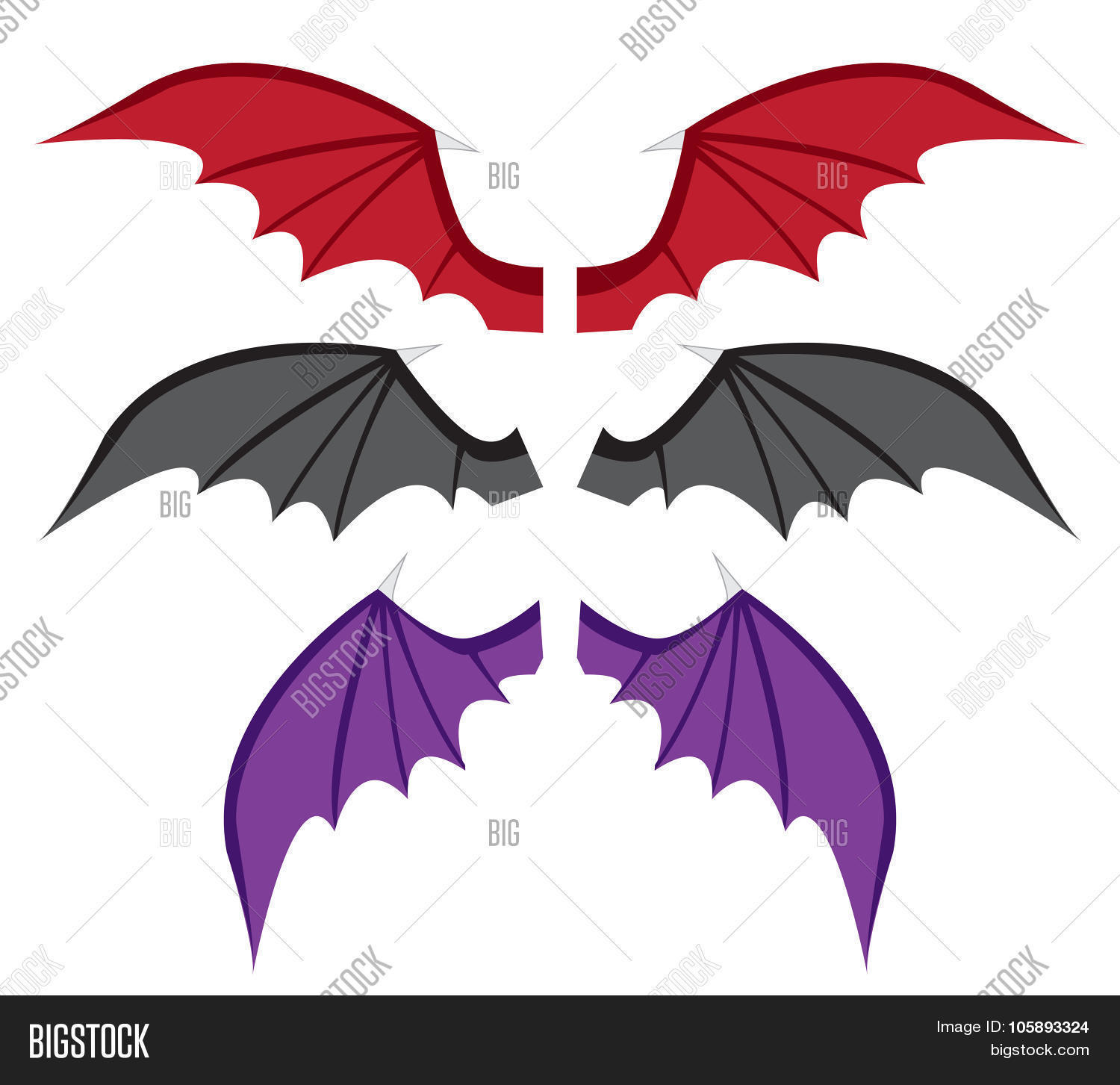Set Bat Wings Color Vector & Photo (Free Trial) | Bigstock