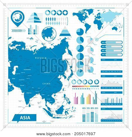 Asia Map Infographic Vector & Photo (Free Trial) | Bigstock