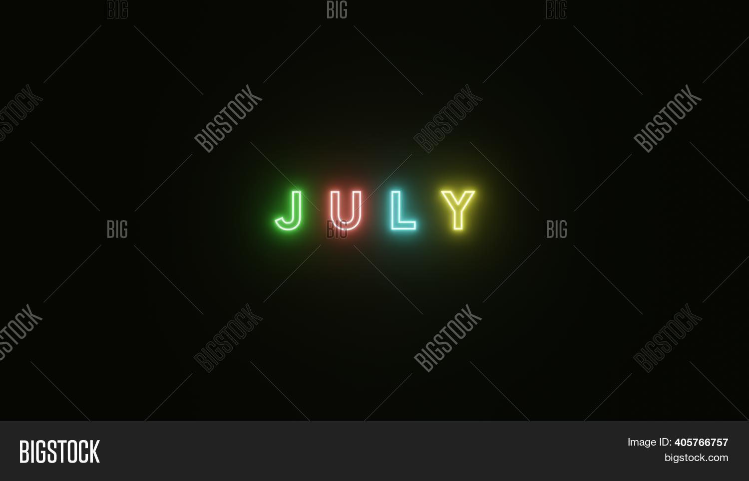 July Text Neon Light Image & Photo (Free Trial) | Bigstock