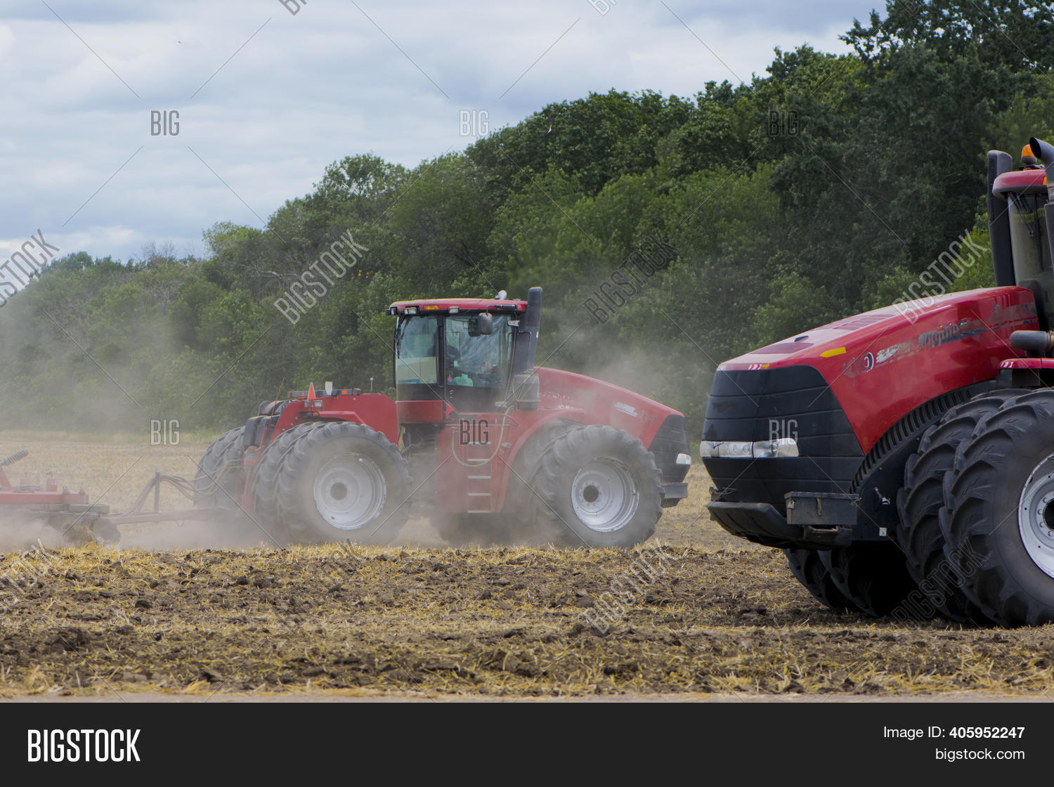 Two Red Tractors, Work Image & Photo (Free Trial) | Bigstock