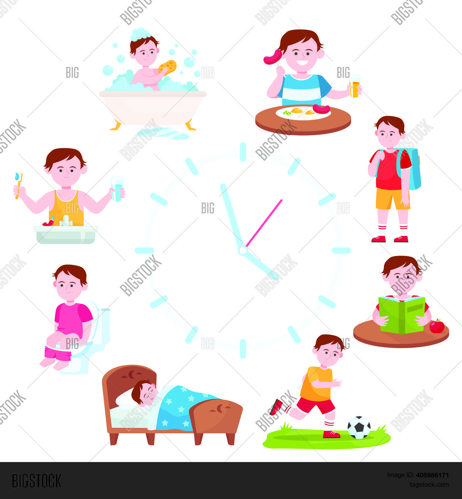 Child Daily Routine Vector & Photo (Free Trial) | Bigstock