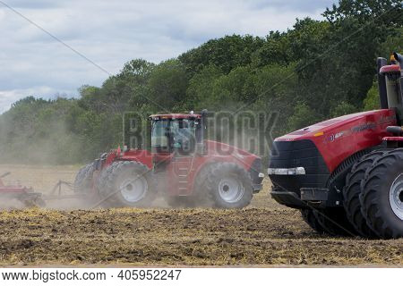 Two Red Tractors, Work Image & Photo (Free Trial) | Bigstock