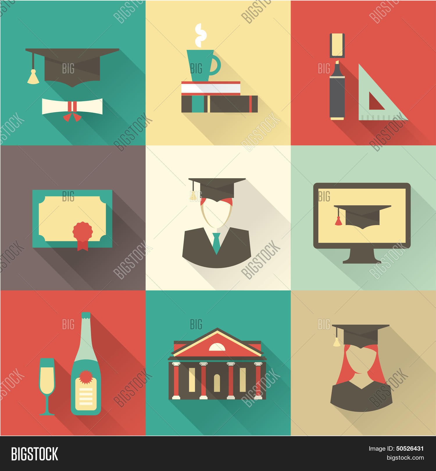 Graduation Icons Vector & Photo (Free Trial) | Bigstock