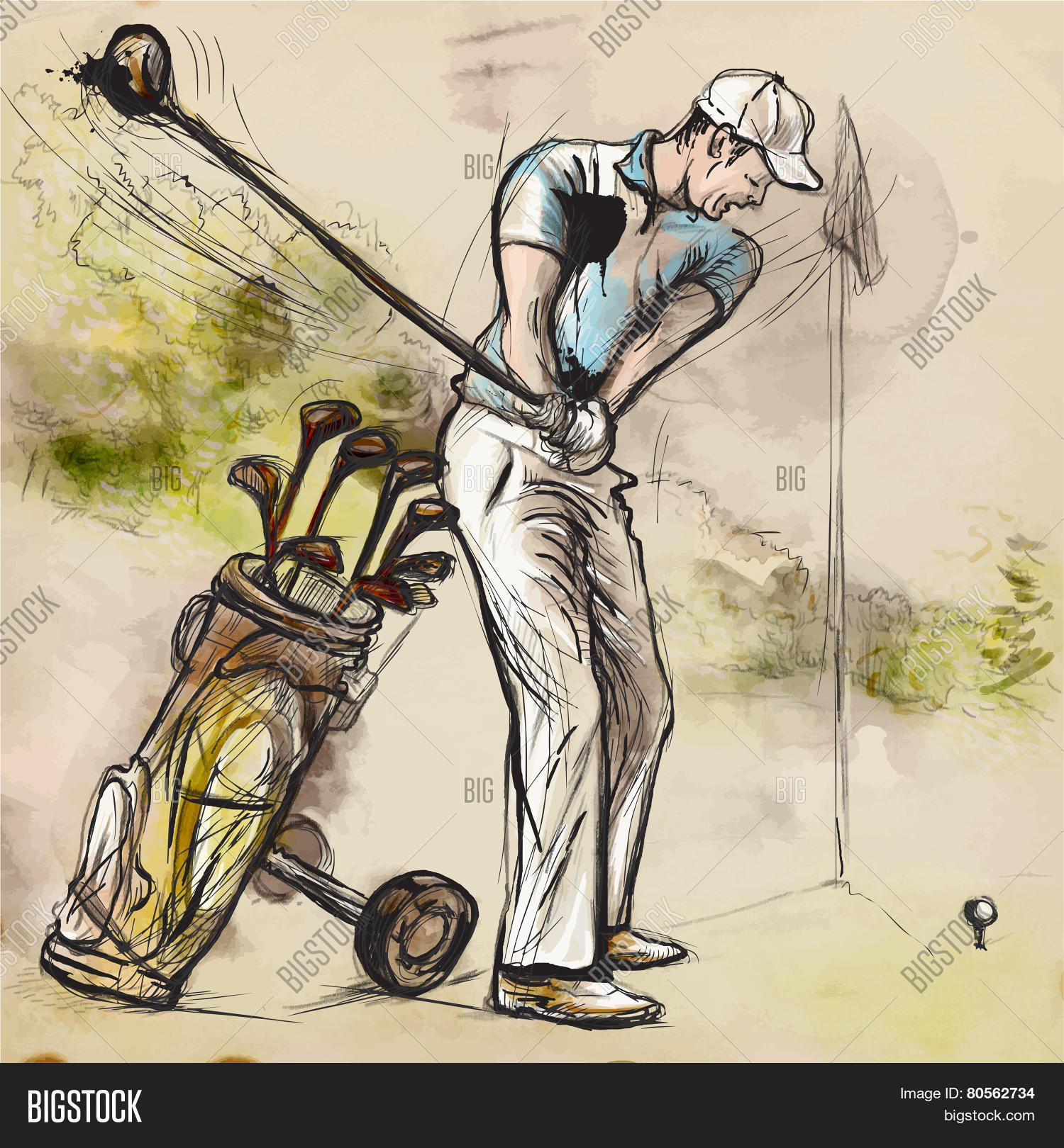 Golfer - Hand Drawn Vector & Photo (Free Trial) | Bigstock