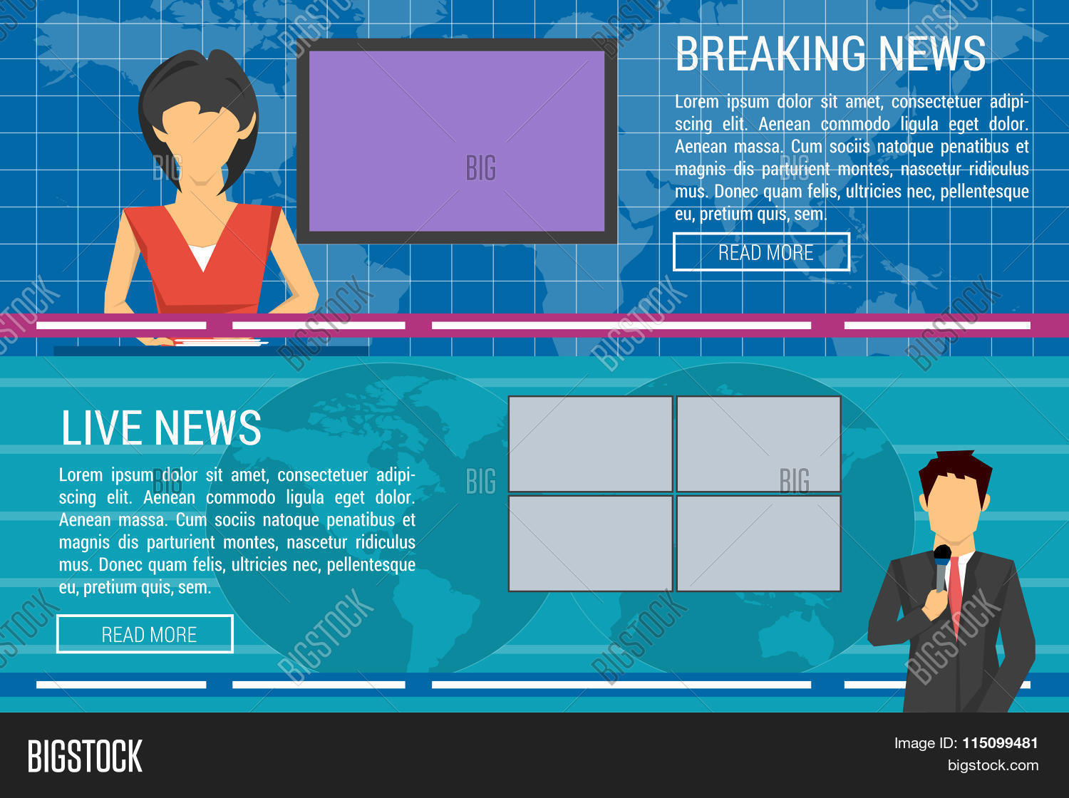 Two Banners World TV Vector & Photo (Free Trial) | Bigstock