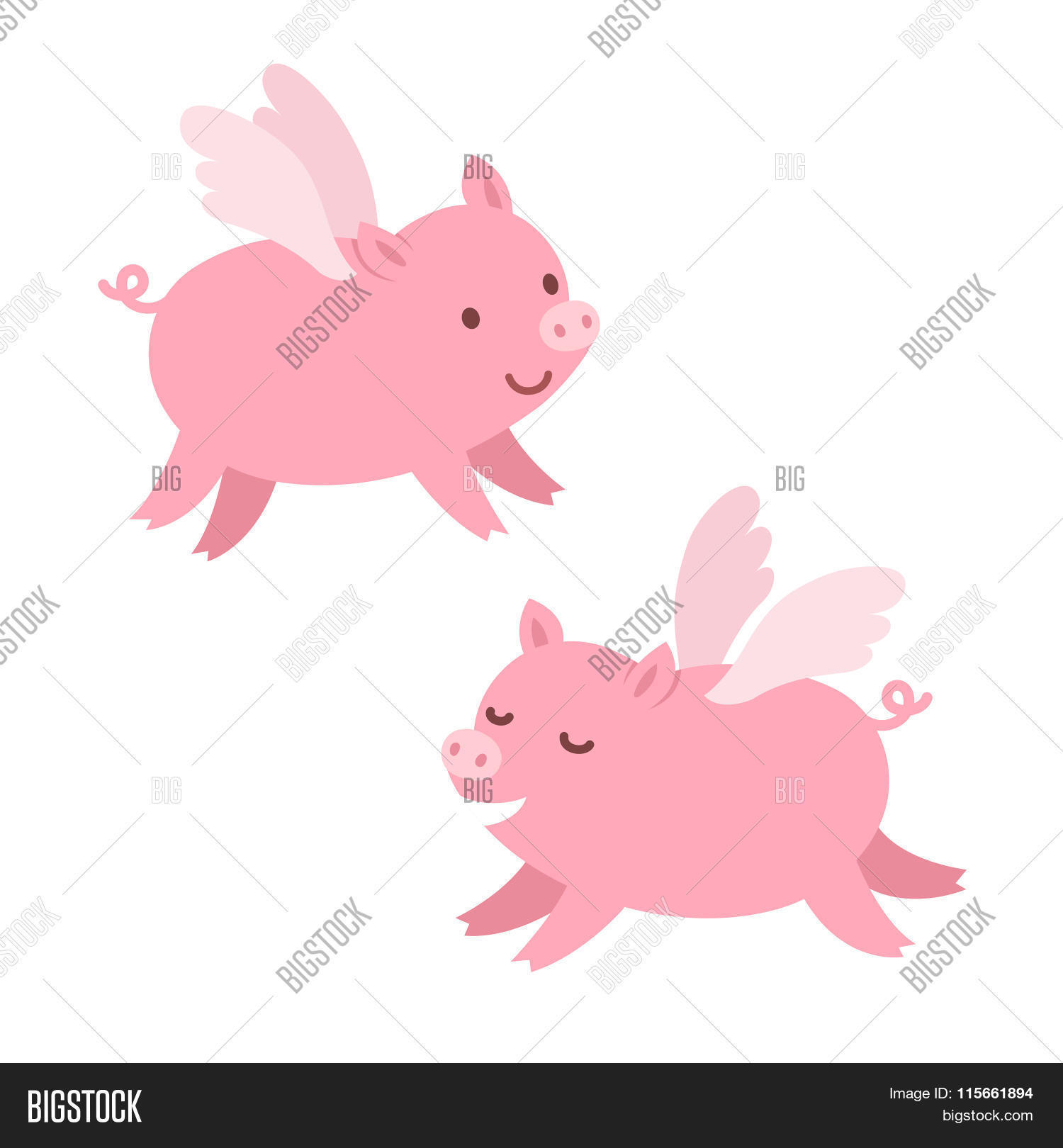 Cute Flying Pigs Vector & Photo (Free Trial) | Bigstock