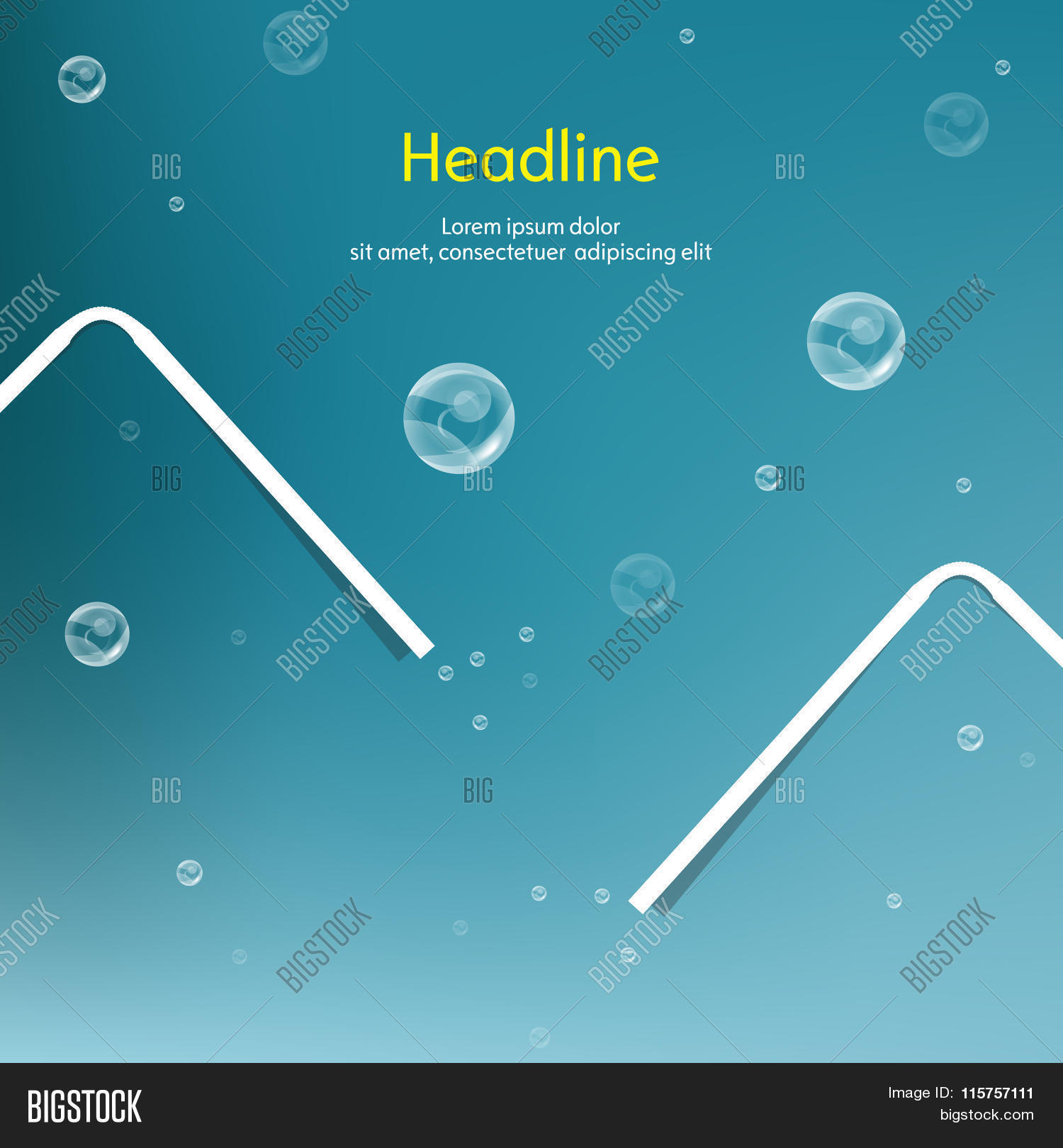 Bubbles Straw On Blue Vector & Photo (Free Trial) | Bigstock
