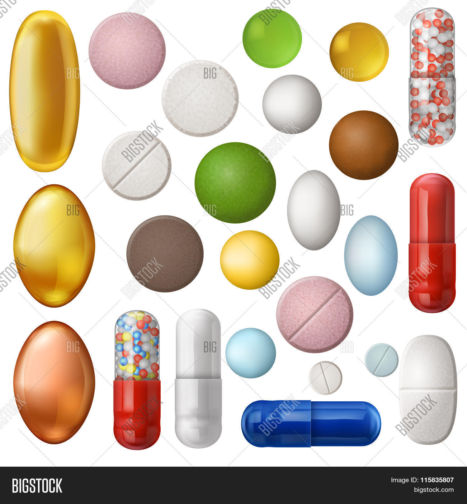 Set Pills Vector & Photo (Free Trial) | Bigstock