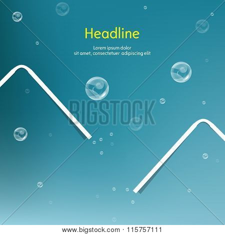 Bubbles Straw On Blue Vector & Photo (Free Trial) | Bigstock