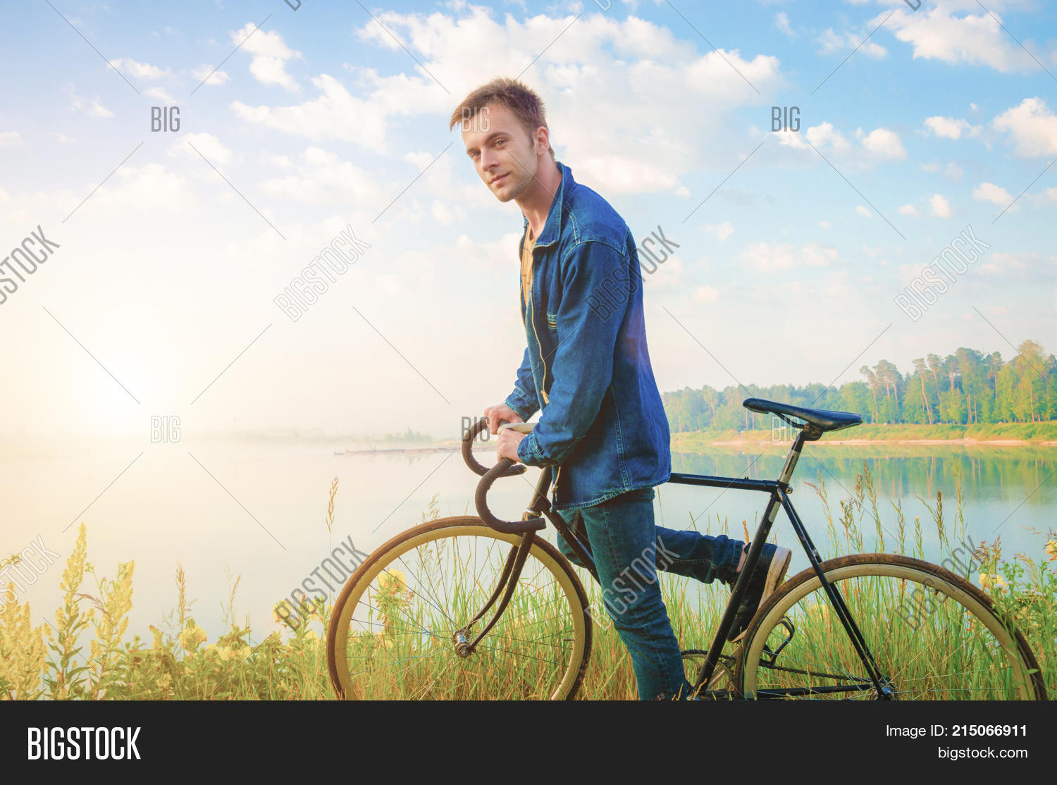 Man Stand Bicycle Image & Photo (Free Trial) | Bigstock