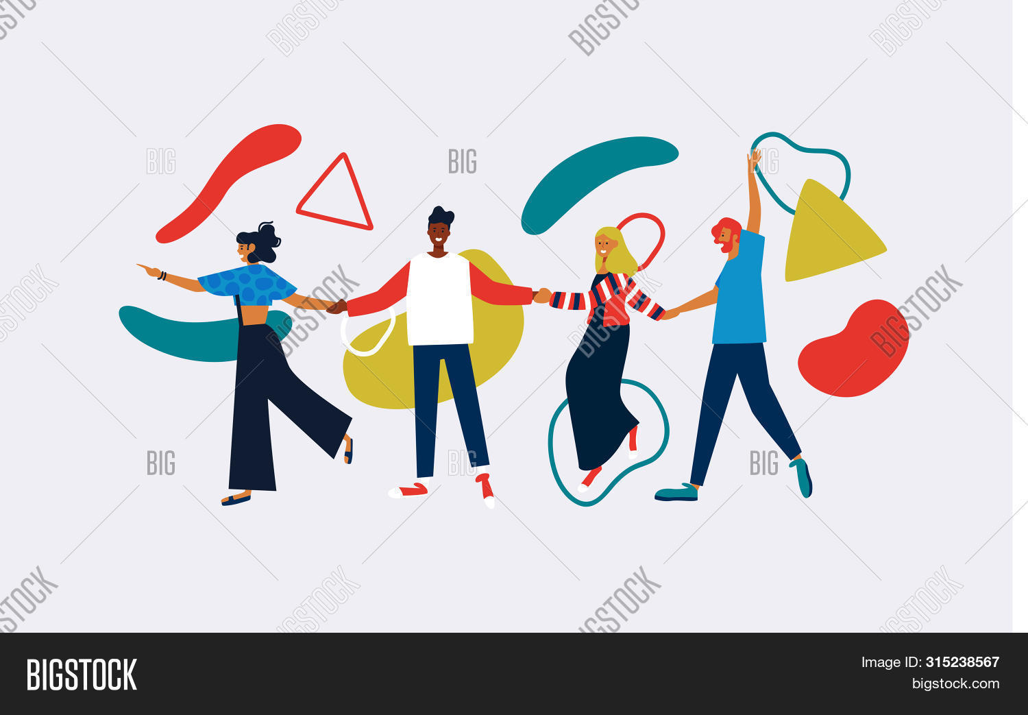 Happy Friends Walking Vector & Photo (Free Trial) | Bigstock