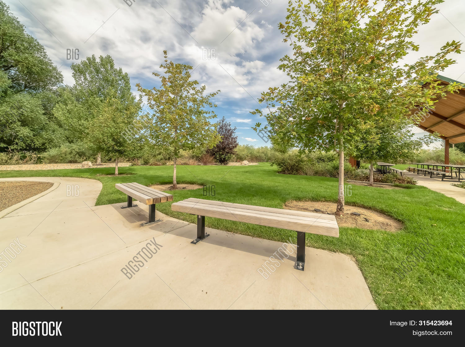 Park Wooden Benches Image & Photo (Free Trial) | Bigstock