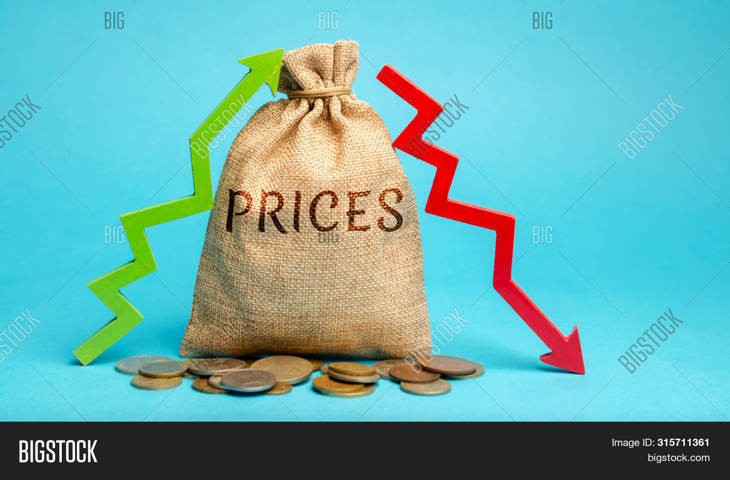 Money Bag Down Arrows Image & Photo (Free Trial) | Bigstock