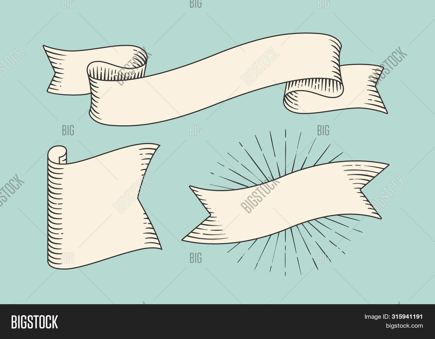 Set Old Vintage Ribbon Image & Photo (Free Trial) | Bigstock