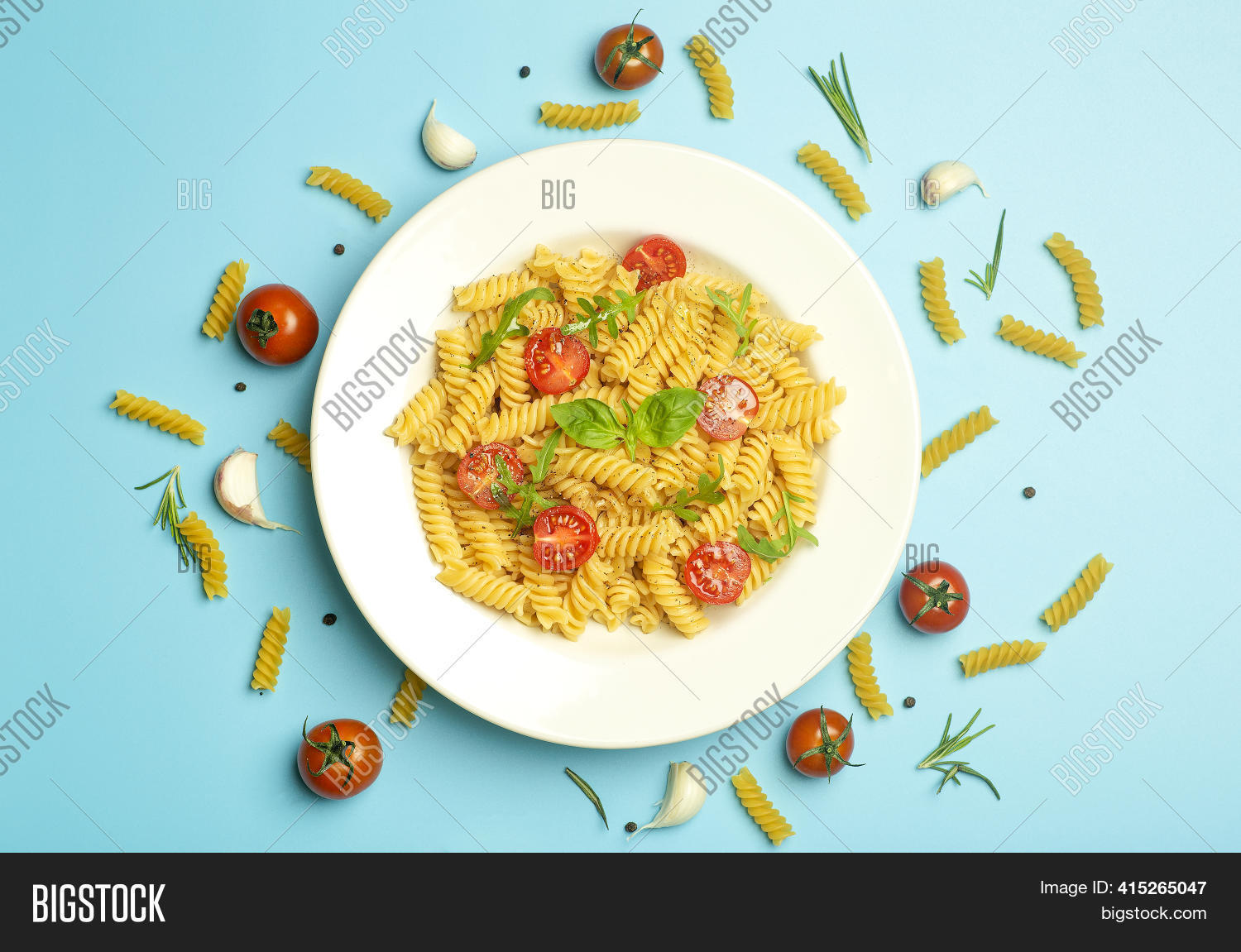 Food Pasta On Blue Image & Photo (Free Trial) | Bigstock