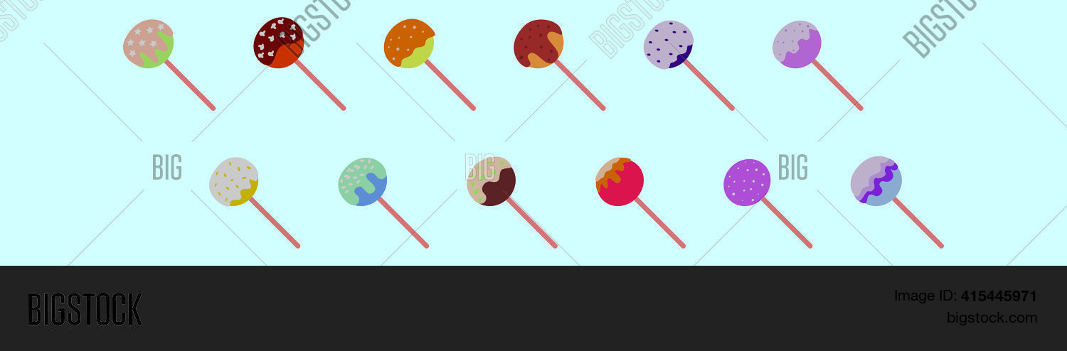 Set Cake Pop Cartoon Vector & Photo (Free Trial) | Bigstock