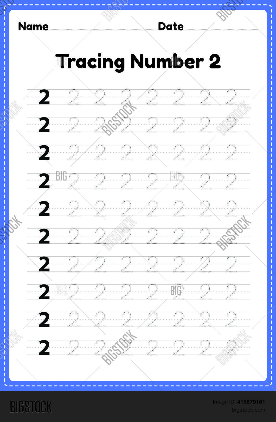 Tracing Number 2 Vector & Photo (Free Trial) | Bigstock