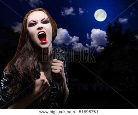 Vampire Girl On Night Image & Photo (Free Trial) | Bigstock