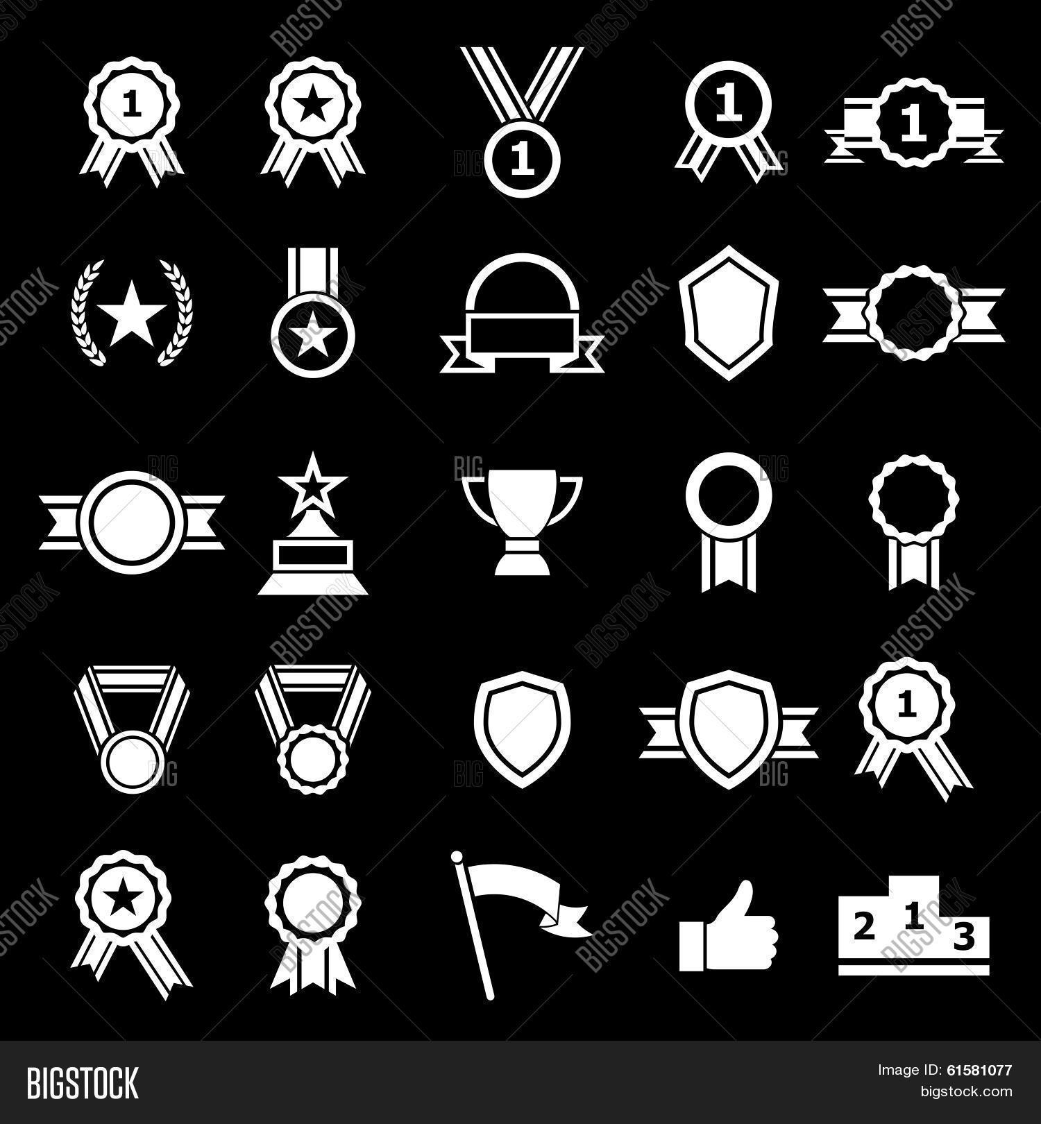 Award Icons On Black Vector & Photo (Free Trial) | Bigstock