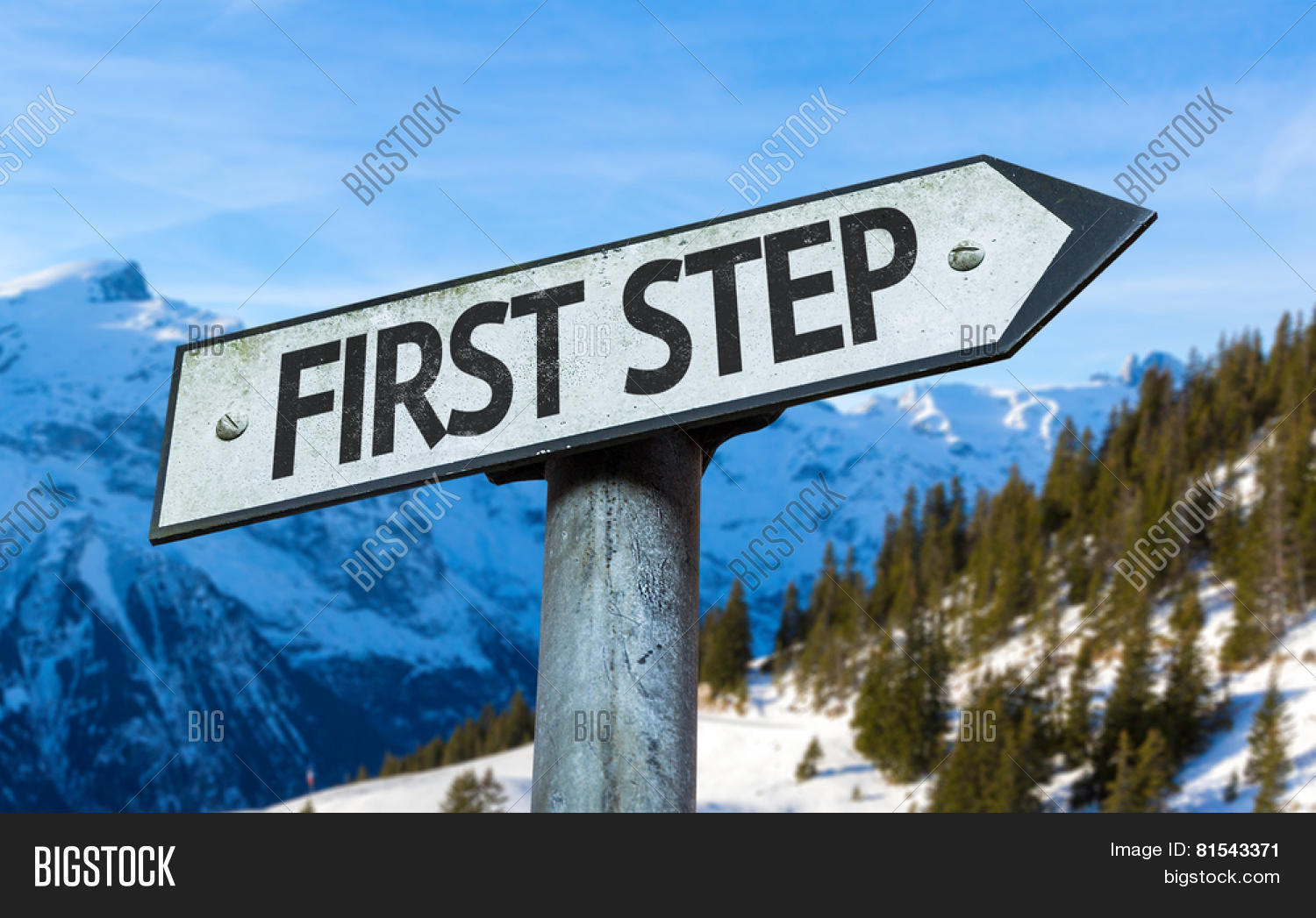 First Step Sign Winter Image & Photo (Free Trial) | Bigstock