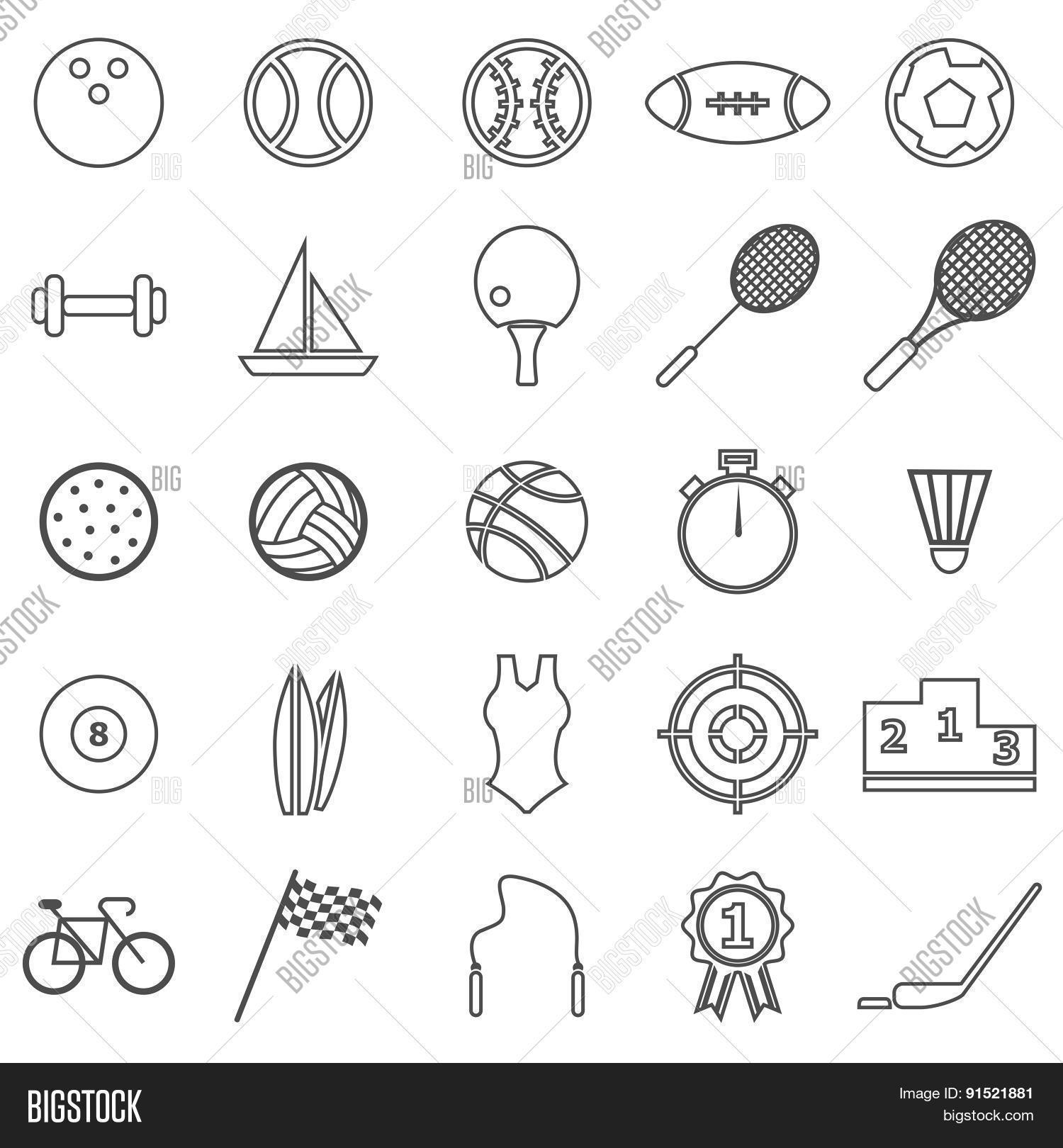 Sport Line Icons On Vector & Photo (Free Trial) | Bigstock