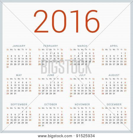 Calendar 2016 On Vector & Photo (Free Trial) | Bigstock