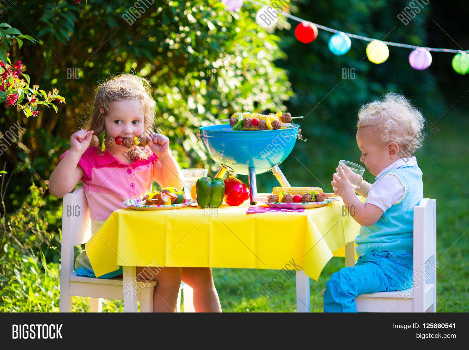 Children Grilling Meat Image & Photo (Free Trial) | Bigstock