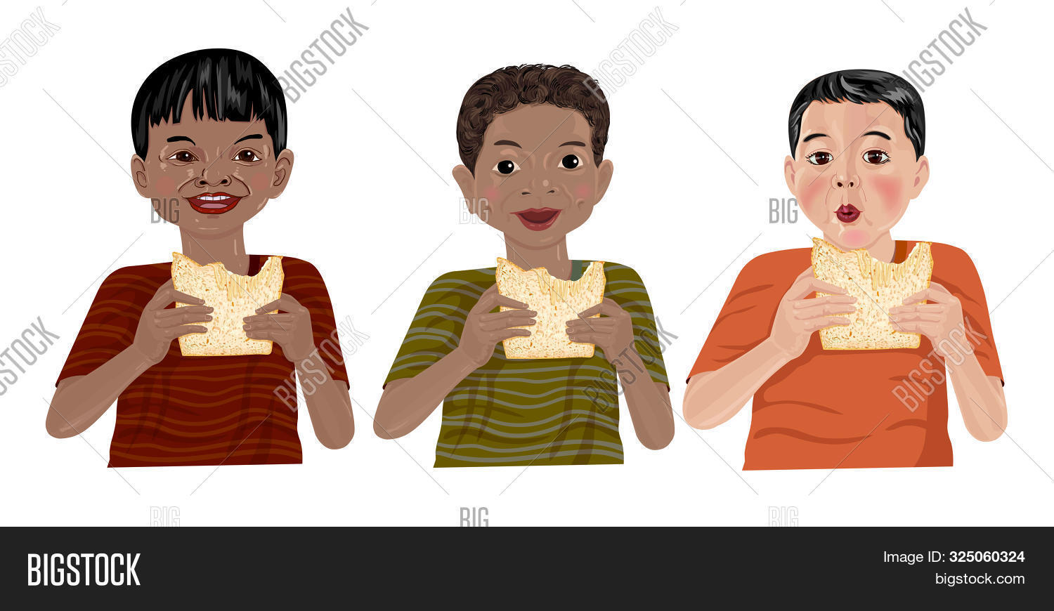 Boys Eating Bread Vector & Photo (Free Trial) | Bigstock