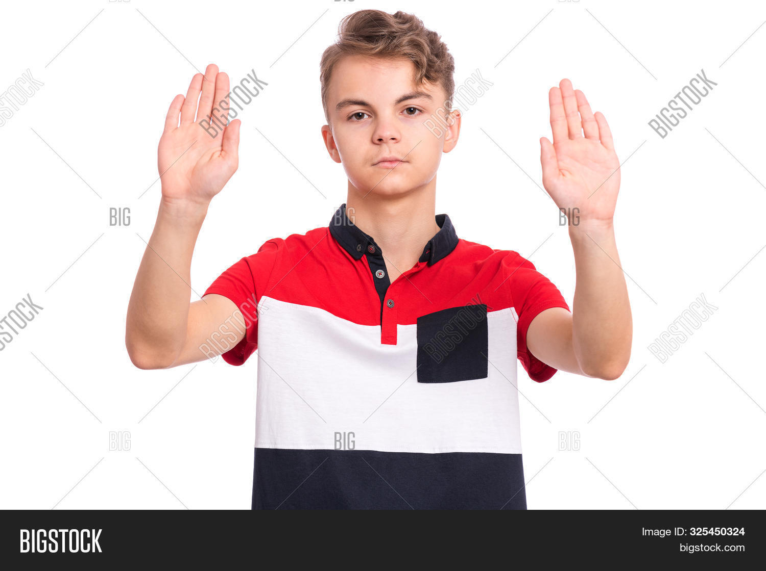 Teen Boy Doing Stop Image & Photo (Free Trial) | Bigstock