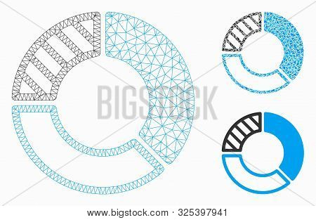 Mesh Pie Chart Model With Triangle Mosaic Icon. Wire Carcass Polygonal ...