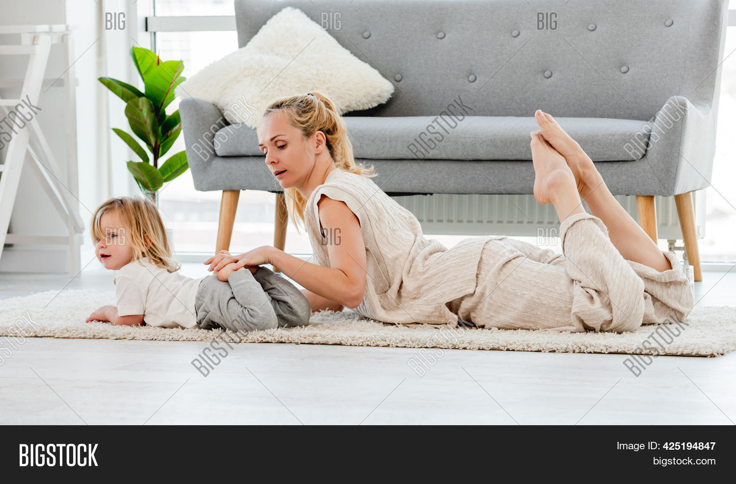 Mother Child Laying On Image & Photo (Free Trial) | Bigstock