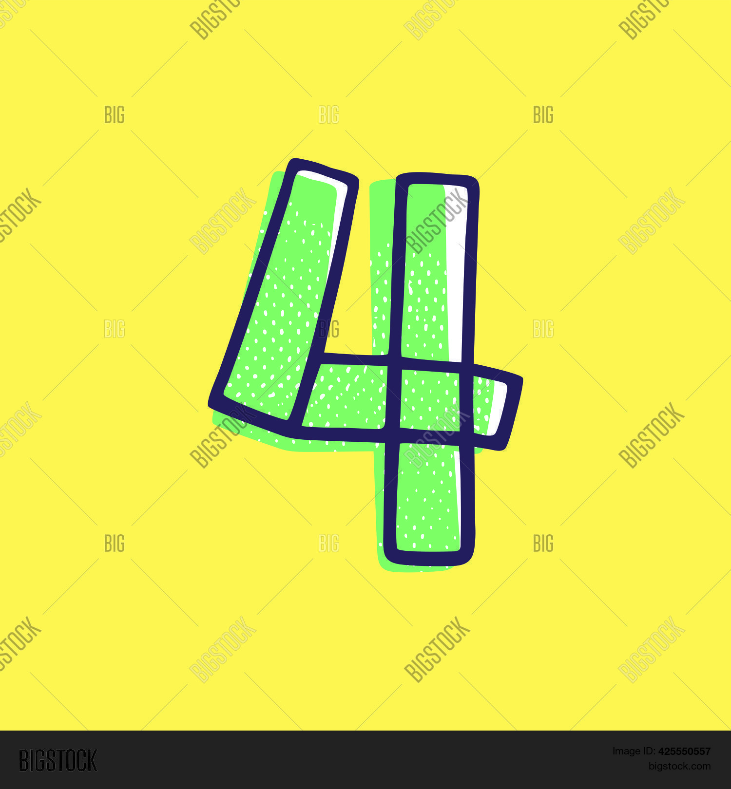 Kid Style Number Four Vector & Photo (Free Trial) | Bigstock