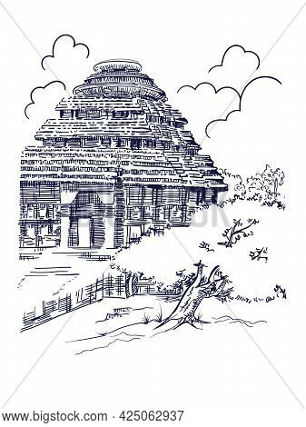 Hindu Temple Drawing
