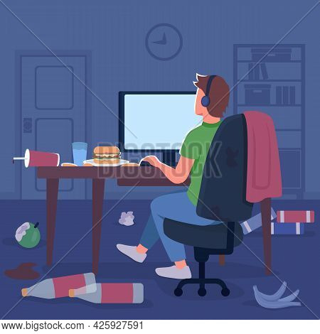 Gamer Messy Room Flat Vector & Photo (Free Trial) | Bigstock